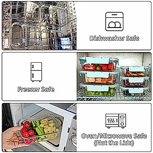 YANGNAY 10 Pack Glass Meal Prep Containers with Steam Vent, Food Storage Containers with Airtight Lids, Dishwasher/Microwave/Oven/Freezer Safe Glass Containers for Leftovers (Green)