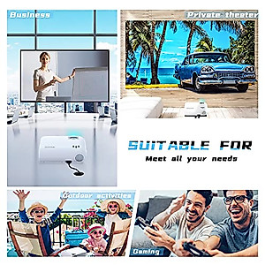 AMEELA Projector, 2023 Upgraded Mini Projector, 8500 lumens Multimedia Home Theater Video Projector, Compatible with Full HD 1080P HDMI, USB, VGA, AV, Smartphone, Pad, TV Box, Laptop