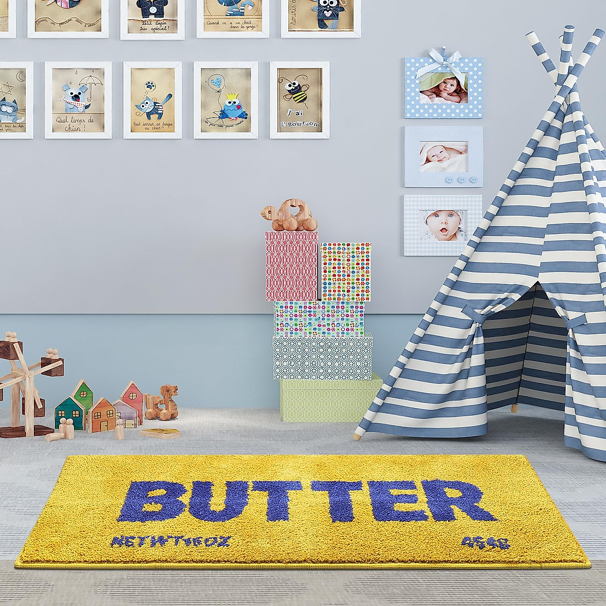 Butter Rug for Stylish Home Decor - Fluffy Microfiber Non Slip Kitchen Mat - Soft Runner Carpet for Living Room, Bedroom - 47"x20" Yellow Accent Rug for Indoor Spaces