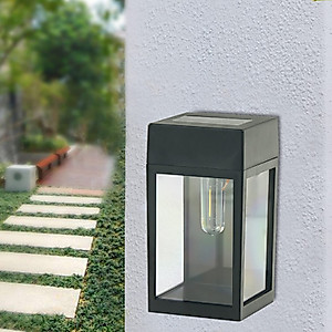 Lxcom Lighting Solar Wall Light Outdoor Solar Deck Lights Solar Powered LED Wall Light Lantern Waterproof Wall Sconce Decorative Solar Fence Lights for Home Garden Lawn, Warm White