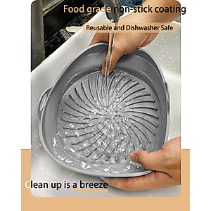 2-Pack, 7.9inch Air Fryer Silicone Liners Reusable, Foldable Air Fryer Silicone Basket, Heat Resistant Air Fryer Oven Accessories, Easy Cleaning Air Fryers Pot for 3-5 Qt Air Fryer (Grey)