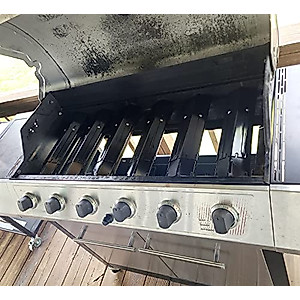 DcYourHome Universal Adjustable Porcelain Steel Heat Plate Shield, Grill Replacement Parts, Heat Tent, Burner Cover,Flavorizer Bar Flame Tamer for Gas Grill, Extends from 11.75" up to 21" L （5 Pack）