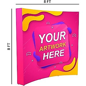 BannerBuzz Custom Step & Repeat Fabric Pop Up Display, Straight and Curved shape, Graphic with Hardware, 230 GSM Polyester Fabric, 1440 DPI Dye Sublimation Printing (8'W X 8'H)