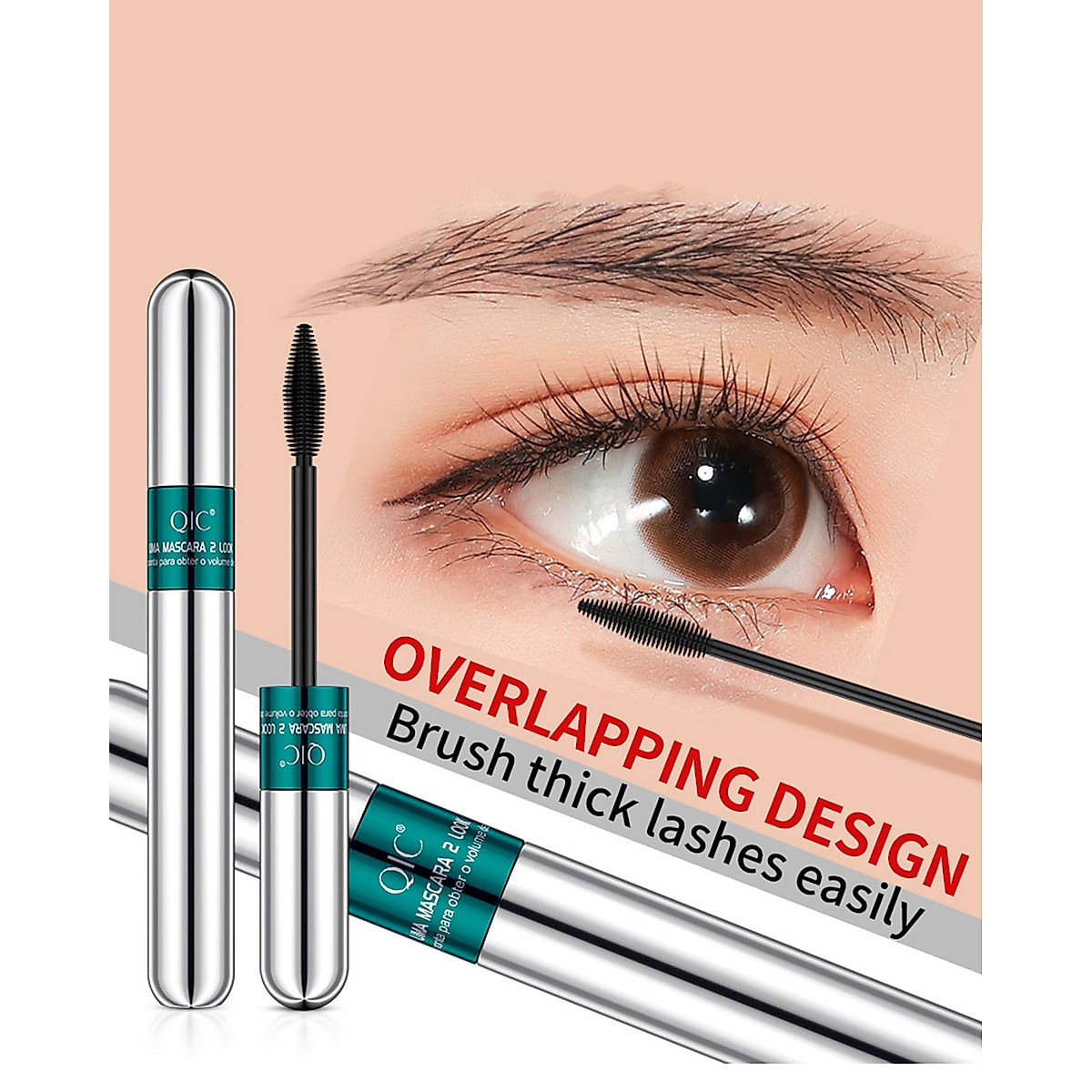 4D Silk Fiber Lash Mascara, 2 in 1 Thrive Mascara For Natural Lengthening And Thickening Effect(Pack of Dark Cyan)