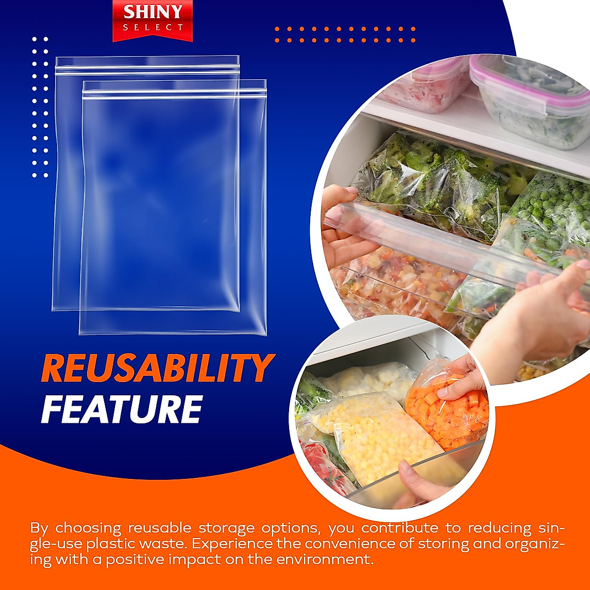 SHINY SELECT [ 12 COUNT ] 5 Gallon Double Zipper Jumbo Bags, 18x24 inches,12 Count Heavy Duty Storage Bag for Clothing, Bedding, Shoes, Pillows, Pet Supplies, Crafts, Books, Magazines, Toys