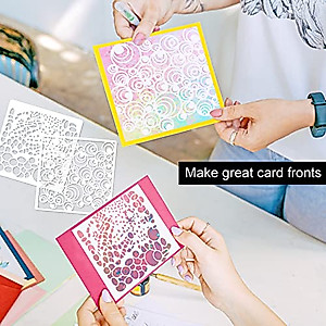 14 Pcs Layering Mixed Media Stencils Leopard Diamond Spirals Cubist Templates Geometric Patterns Stencils for Painting on Walls Canvas DIY Craft Scrapbooking Stamp Decor Card Making (6x6inch)