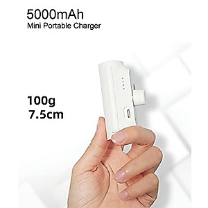 UNRMZIU Power Bank Portable Charger with Built in Connector 5000mAh Compact External Battery Pack Compatible with iPhone13/13 mini/13 Pro Max/12/12 mini/12 Pro/SE 2020/11/11Pro/XS/XR/X/8/8(White)