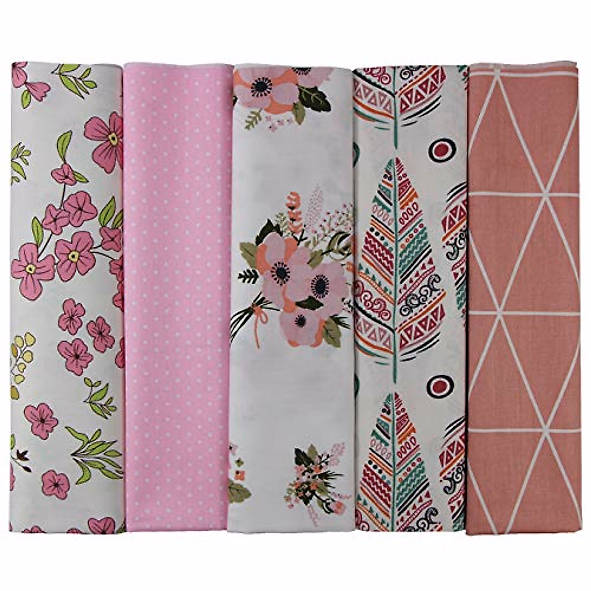 aufodara 5pcs Cotton Craft Fabric Bundles Patterns Textile Patchwork Tissue, Quilting Fabric, 19.7"x19.7" Pre-Cut Fabric Squares for DIY Crafts Sewing Quilting Scrapbooking (#-55-B)