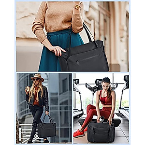 BAGSMART Women Tote Bag Large Handbag Tote With Zipper Black Shoulder Bag With Pocket (Black-1)