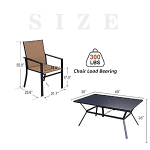 Anmutig 7 Pieces Outdoor Patio Dining Set for 6 Patio Dining Metal Chairs & 1 Rectangle Outdoor Dining Table with 1.57" Umbrella Hole for Backyard Bistro Outdoor Furniture Garden