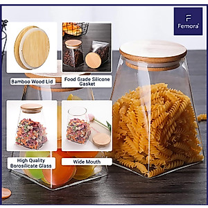 Femora Kitchen Storage Jars Borosilicate Glass Jars for Kitchen With Wooden Lid Air Tight Jar, 900 ML, Pack of 1