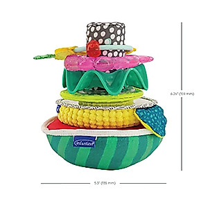 Infantino Sensory Stacking Rings - 5 Multi-Function Toys and Wobble Base, Teethers, Selfie Mirror, Rattle, Encourages Cognitive and Fine Motor Skill Development, for Infants and Toddlers 6M+