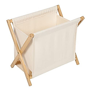Wood Laundry Hamper Sorter Cart Folding Large Laundry Hamper Bamboo Laundry Baskets with Stand for Blankets Clothes Pillows Towels Baby Nursery Wood X- Frame Laundry Hamper
