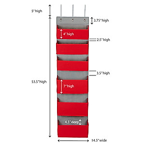 Household Essentials 2169-1 Over-the- Over-the-Door Organizer, Red