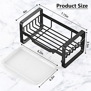Utobao Kitchen Sink Caddy Sponge Holder, Kitchen Caddy 304 Stainless Steel Soap Holder for Kitchen Sink, Kitchen Sink Organizer Countertop with Removable Drain Tray-Black