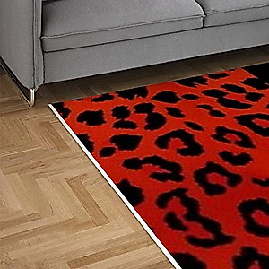 CafePress Red Leopard and Zebra Animal Print 5'X7'Area Rug Decorative Area Rug, 7'x5' Throw Rug
