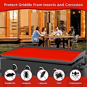 28" Silicone Griddle Mat, Heavy Duty Food Grade Silicone Grill Mats Covers for Blackston 28 Inch, Protect Griddle from Insects, Debris, and Rust（Red）
