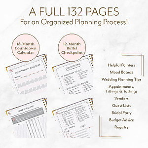 Wedding Planner - Undated Bridal Planning Diary and Organizer, Hard Cover, Pockets & Online Support