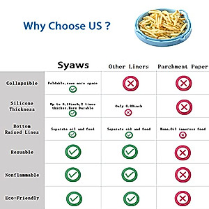 Syaws Silicone Liners,[7.5inch 2Pack] Foldable Pot, Non Stick Food Safe Pad, Replacement of Flammable Parchment Liner Paper for 3 to 5 QT Air Fryer(Red & Blue)