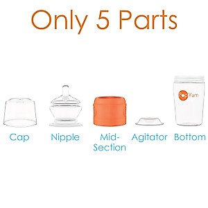 PopYum 9 oz Orange Anti-Colic Formula Making/Mixing/Dispenser Baby Bottles, 3-Pack with #2 Medium Flow Nipples, 260 ml, BPA-Free, Natural Latch