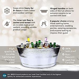 Stainless Steel Beverage Tub + Insulated Multi-Functional Bar Mat for Parties & Events - Wedding Gifts, Anniversary, Wine Nights (6-Gallon)