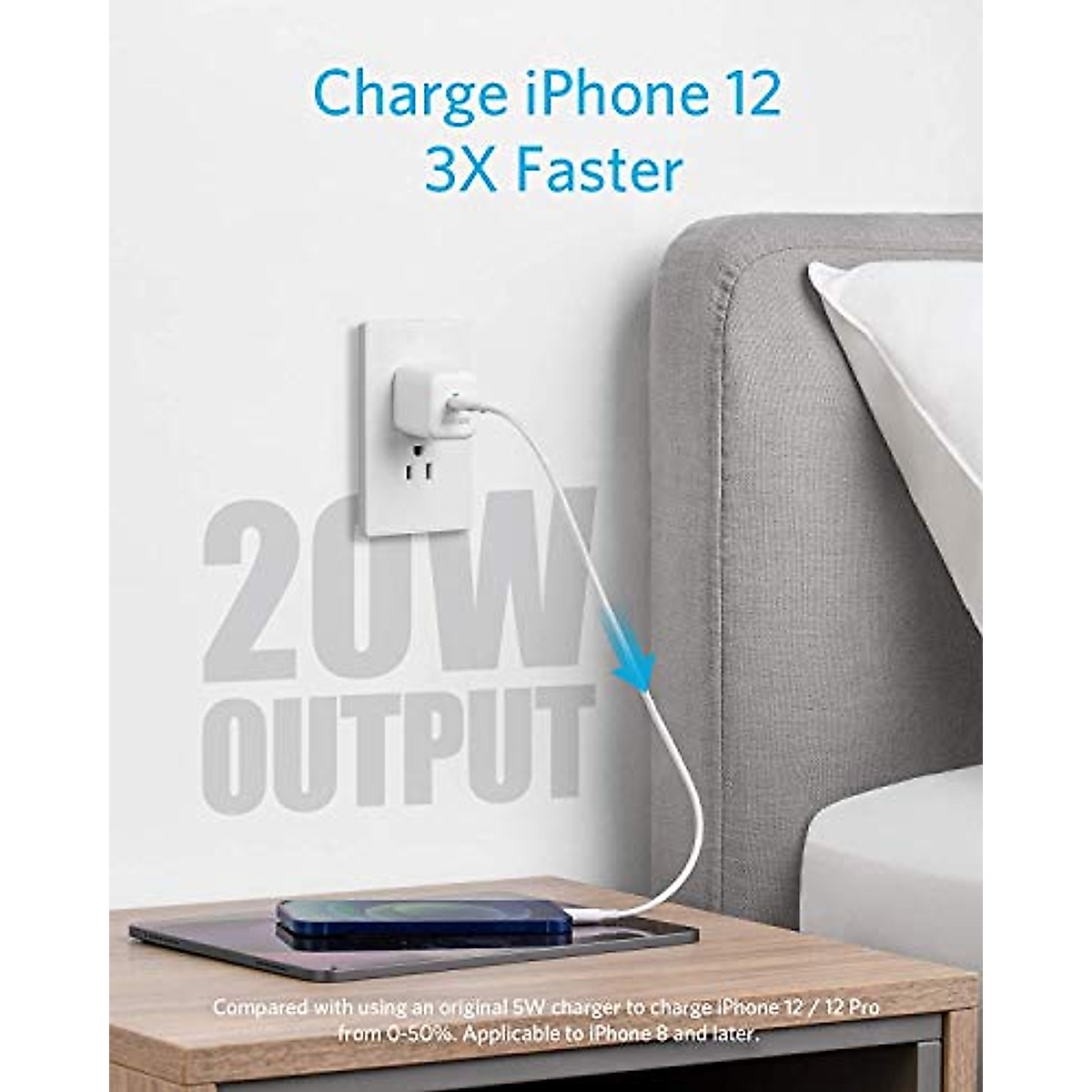USB C Charger, Anker 20W PIQ 3.0 Fast Charger with Foldable Plug, PowerPort III Charger for iPhone 14/14 Plus/14 Pro/14 Pro Max/13, iPad/iPad Mini, MagSafe, and More (Cable Not Included)