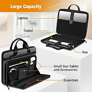 FINTIE FINPAC 13-14" Laptop Sleeve Case Briefcase Shoulder Bag with Tablet Pocket and Accessory Pouch for MacBook Pro 14, 13" MacBook Pro/Air, iPad 12.9-13 & Other Up to 14" Chromebook Tablet - Gray