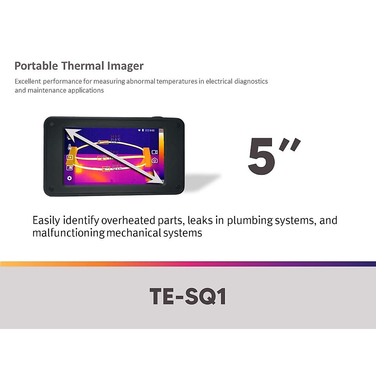 Thermal Expert TE-SQ1, i3system Thermal Imaging Camera, 384x288 IR Resolution, 5" Touch Screen, Designed and Manufactured in Korea, Excellent Performance for Measuring Abnormal temperatures