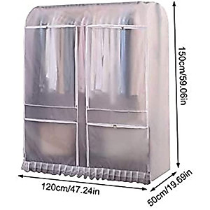 Cover for Clothes Stand - Dust Protection Clothes Cover Clothes Rack Storage Bag Clothes Rail Screen Protective Cover with Zip (Transparent,120 * 150 * 50cm)
