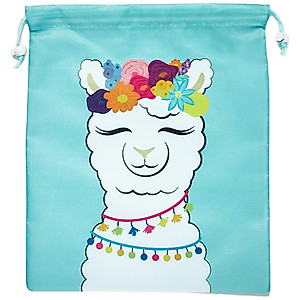 Juvale 12-Pack Drawstring Llama Party Favor Bags for Fiestas and Birthday Parties, 10 x 12 Inches