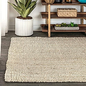 JONATHAN Y NRF102B-5 Pata Hand Woven Chunky Jute Light Ivory 5 ft. x 8 ft. Area-Rug, Farmhouse, Easy-Cleaning, for Bedroom, Kitchen, Living Room,