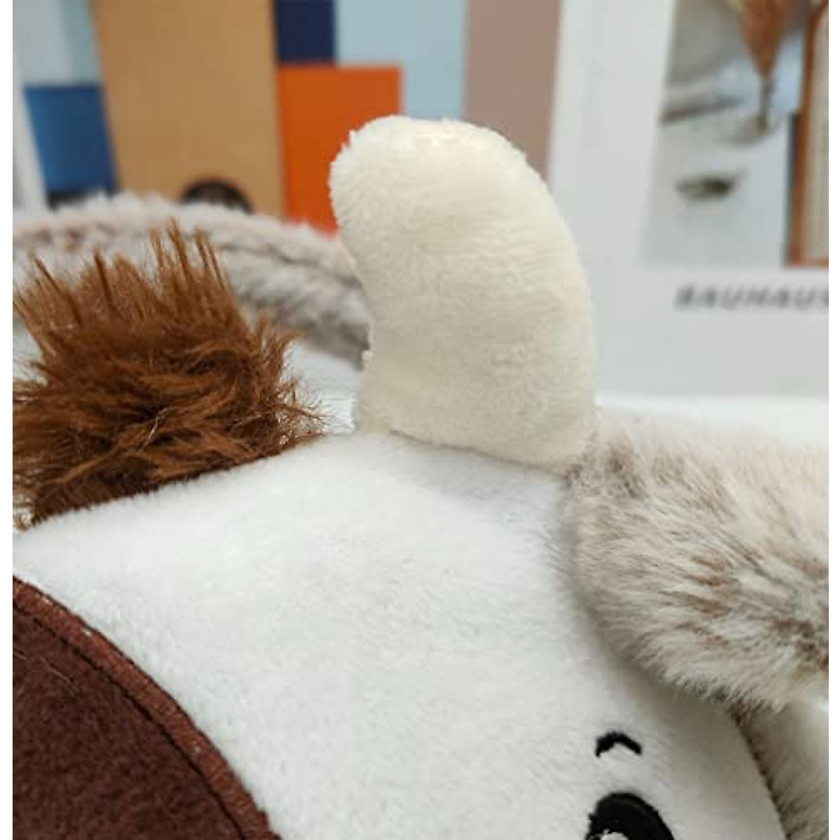 Highland Cow Easter Basket, Plush Cute Bag Buckets With Plush Ear, Small Mini Easter Storage Tote Bag For Candy Egg (White)