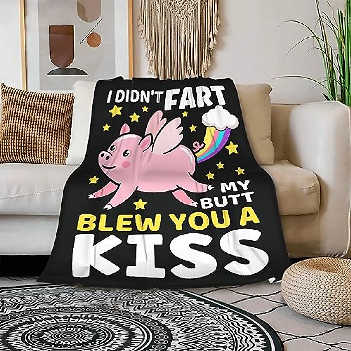 Funny Pig Blanket Gift for Girls Boys- 40x50 Inches Soft Flannel Throws Blankets Funny Gift for Teen Women Men Adult Cute Pig Lover Gifts for Birthday Christmas Halloween Bed Sofa Couch