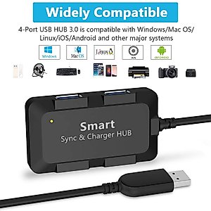 USB 3.0 Hub 4-Port USB C Hub to USB 3.0 Hub Adapter Ultra-Slim Data USB Hub 2.5ft Extended Cable Compatible Laptop, Surface Pro,XPS,PC,Camera,Flash Drive,Mobile HDD,Type C Devices SHARLLEN-(Black)