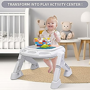 Baby Walker, 5-in-1 Infant Toddler Walker and Baby Activity Center with Block Table &Music Tray, Foldable Baby Walkers with Wheels &7-Gear Height Adjustable for Baby Boys &Baby Girls 6-24 Months