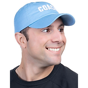 Ann Arbor T-shirt Co. Coach | Carolina Blue Coaching Baseball Hat, Men & Women Team Cap - (SkyBlue, DadHat)