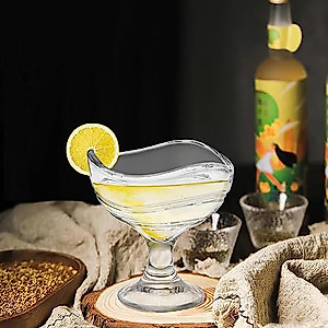 BSTKEY 6PCS Set 8.5 oz Glass Dessert Bowls/Cups, Cute Footed Dessert Bowls for Ice Cream Trifle Fruit Pudding Snack Salad Milkshakes Sundae Cocktail Drinks Party