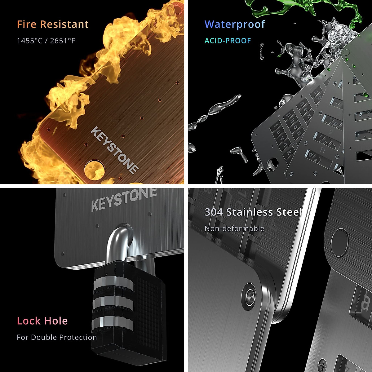 KEYSTONE Crypto Seed Storage, Cryptosteel Capsule Metal Wallet, Cold Storage Backup, 24 Words Bitcoin Key Phrase Storage, Steel Plate, Compatible with Ledger, Trezor, KeepKey (Keystone Tablet Plus)