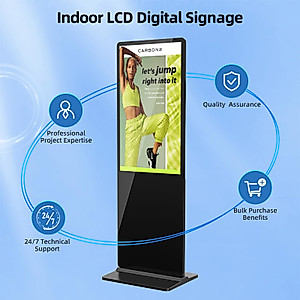 JIYANG 37 Inch Digital Signage Display, Indoor Floor Standing Advertising Display Kiosk Android System,Commercial LCD Totem,Intelligent Split Screen(Black)