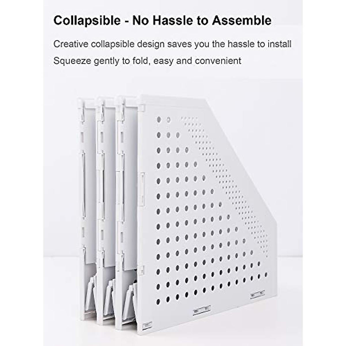 Leven/Deli Collapsible Magazine File Holder/Desk Organizer for Office Organization and Storage with 3 Vertical Compartments