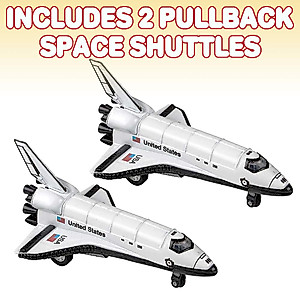 ArtCreativity Diecast Space Shuttle with Pullback Mechanism, Set of 2, Diecast Metal NASA Space Toys for Boys, Astronaut Cake Decorations, Astronaut Space Theme Party Favors