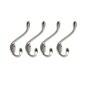 Amerock H55451-AS Hook Large Coat and Hat Antique Silver (4, Satin Nickel)