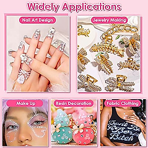 Audab B7000 Jewelry Adhesive Glue with Rhinestones for Crafts, 2100Pcs Flat Back Gems Crystal Rhinestones with Tweezer Dotting Tools Clear Glue for DIY Clothes Fabric Shoes Jewelry Making Nail Art