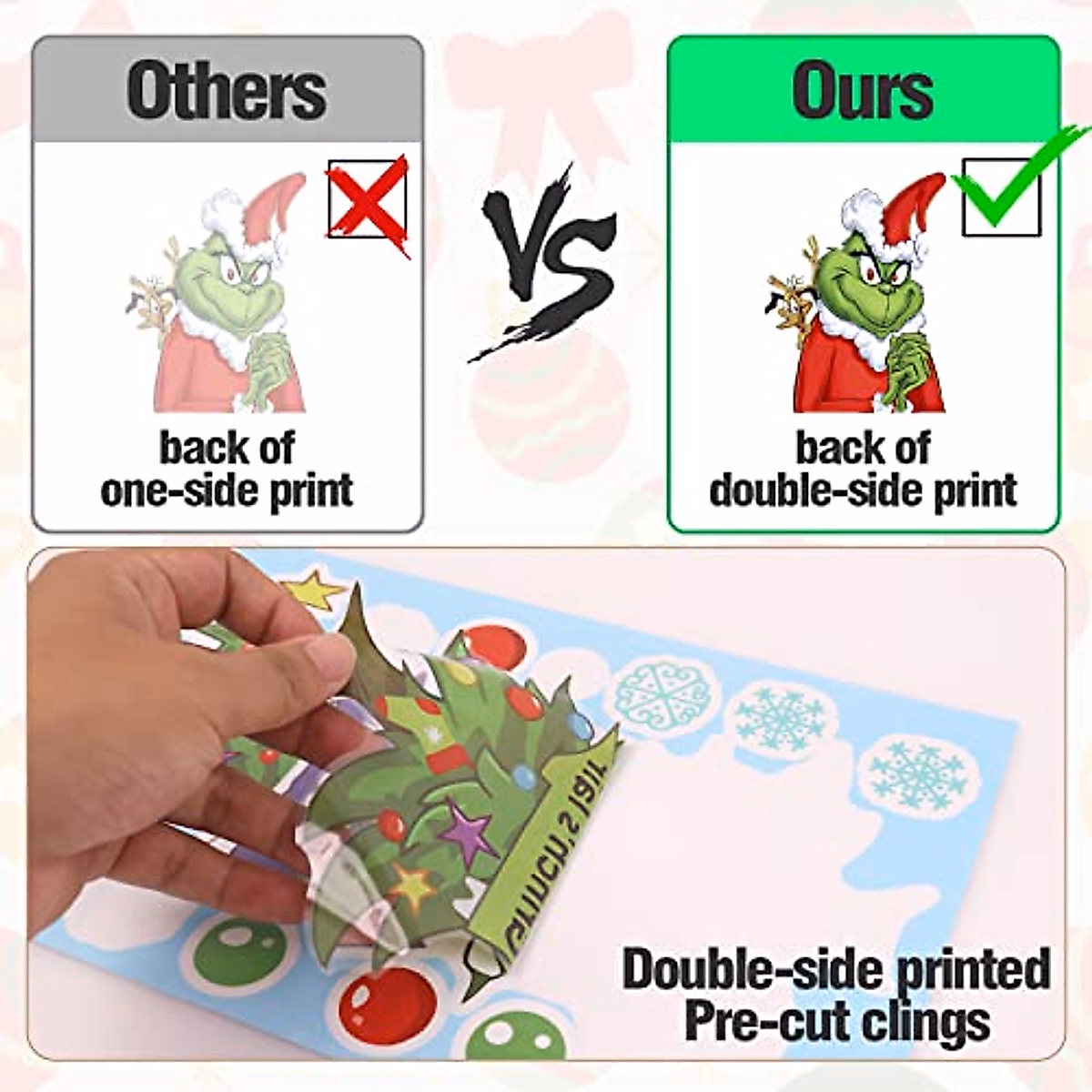 9 Sheets Christmas Decorations Window Clings - 102pcs Christmas Window Stickers Double-Sided with Christmas Tree Reindeer Snowflakes Decals for Christmas Holiday New Year Home School Party Supplies