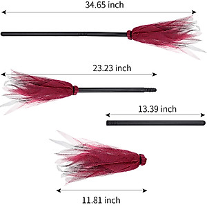3 Pieces Halloween Witch Broom Plastic Witch Broomstick Kids Broom Props Witch Broom Party Decoration for Halloween Costume Decoration, 3 Colors (Green, Purple, Orange)