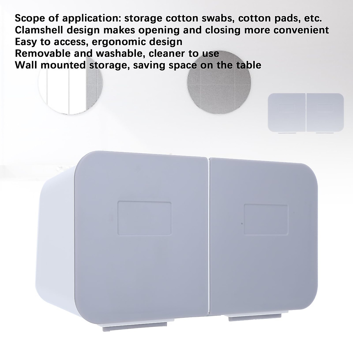 Xnferty QTip Holder Canisters Dispenser Wall Mounted for Tampon, Cotton Ball, Cotton Swab, Cotton Pad, Hair Tie, Floss Makeup Pads Storage Canister(White Gray)