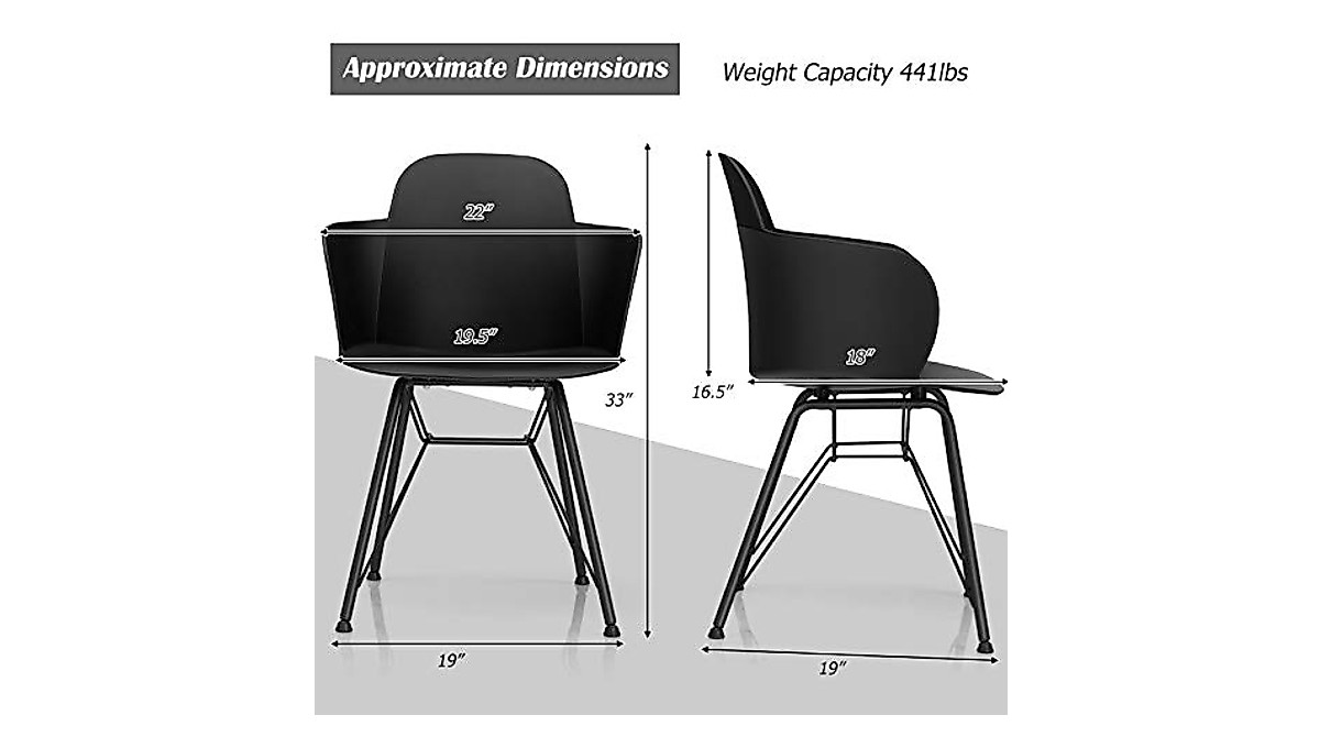 Giantex Set of 2 Ergonomic Dining Chairs in Black