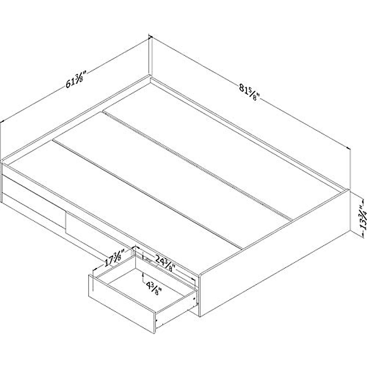 South Shore Vito Mates Bed with 2 Drawers, Queen 60-inch, Pure White