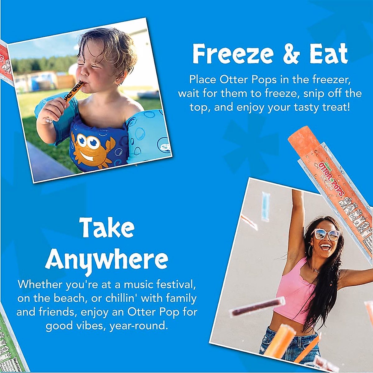 Otter Pops, Giant Original 5.5oz, 27 Ice Pops, Six Zippy Flavors