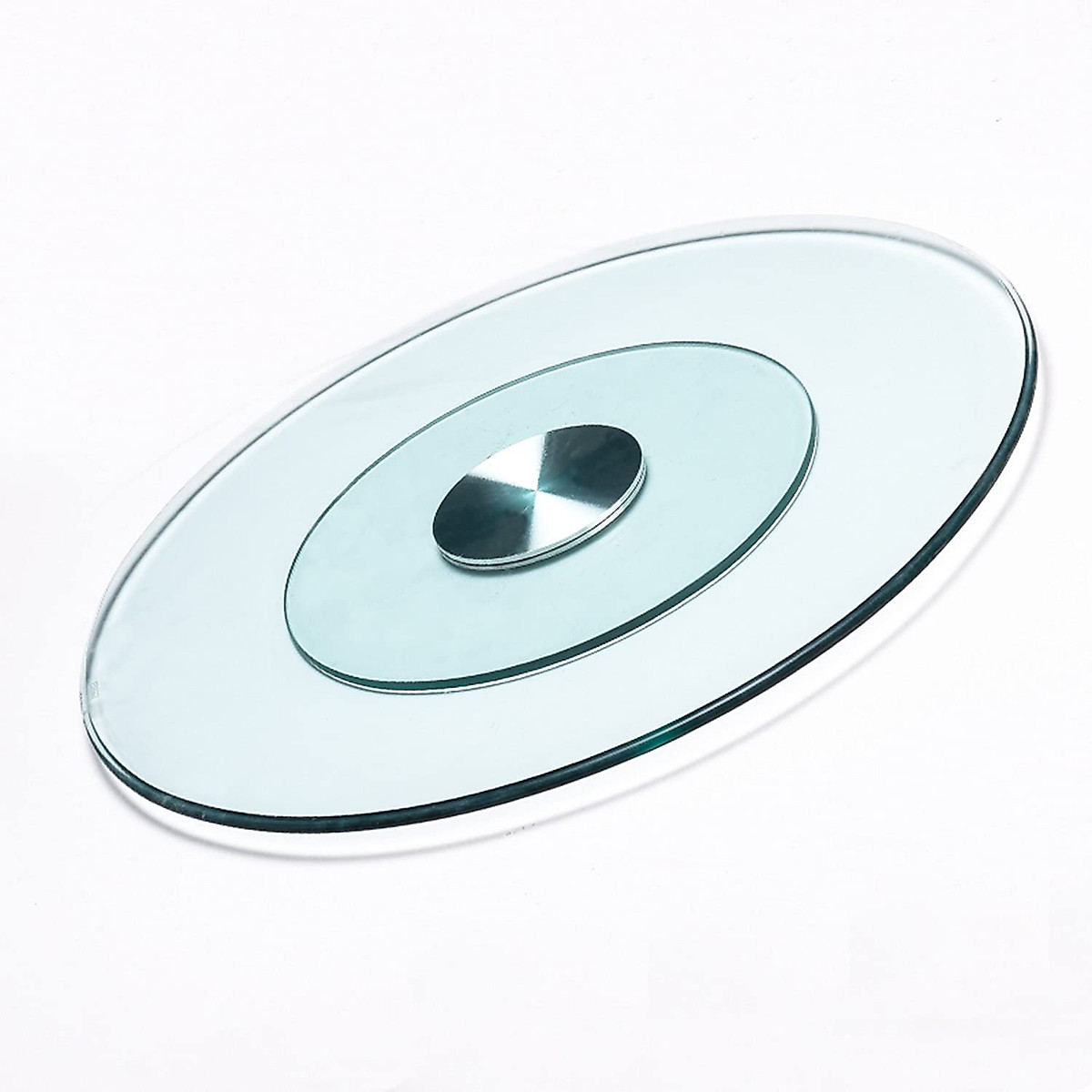 ADKINC Tempered Glass Lazy Susan Turntable for Round Table, Lazy Susan Swivel ,Kitchen Dining Round Lazy Susan Turntable Bearings.80cm（12-Inch, Transparent）